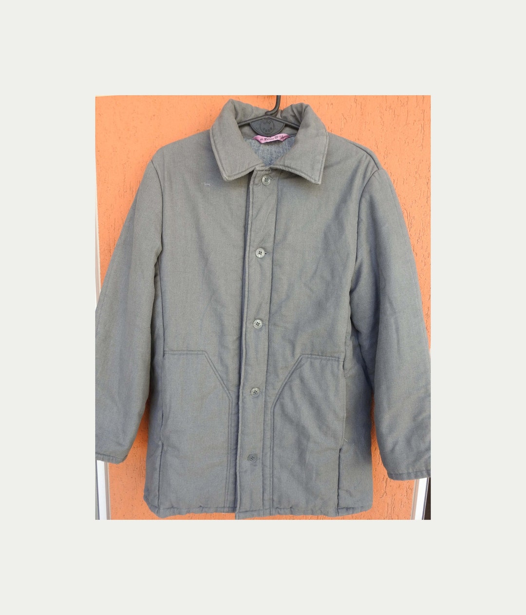 Vintage DDR Mens Work Jacket Padded Winter Chore Coat VEB Wattana Gray ...