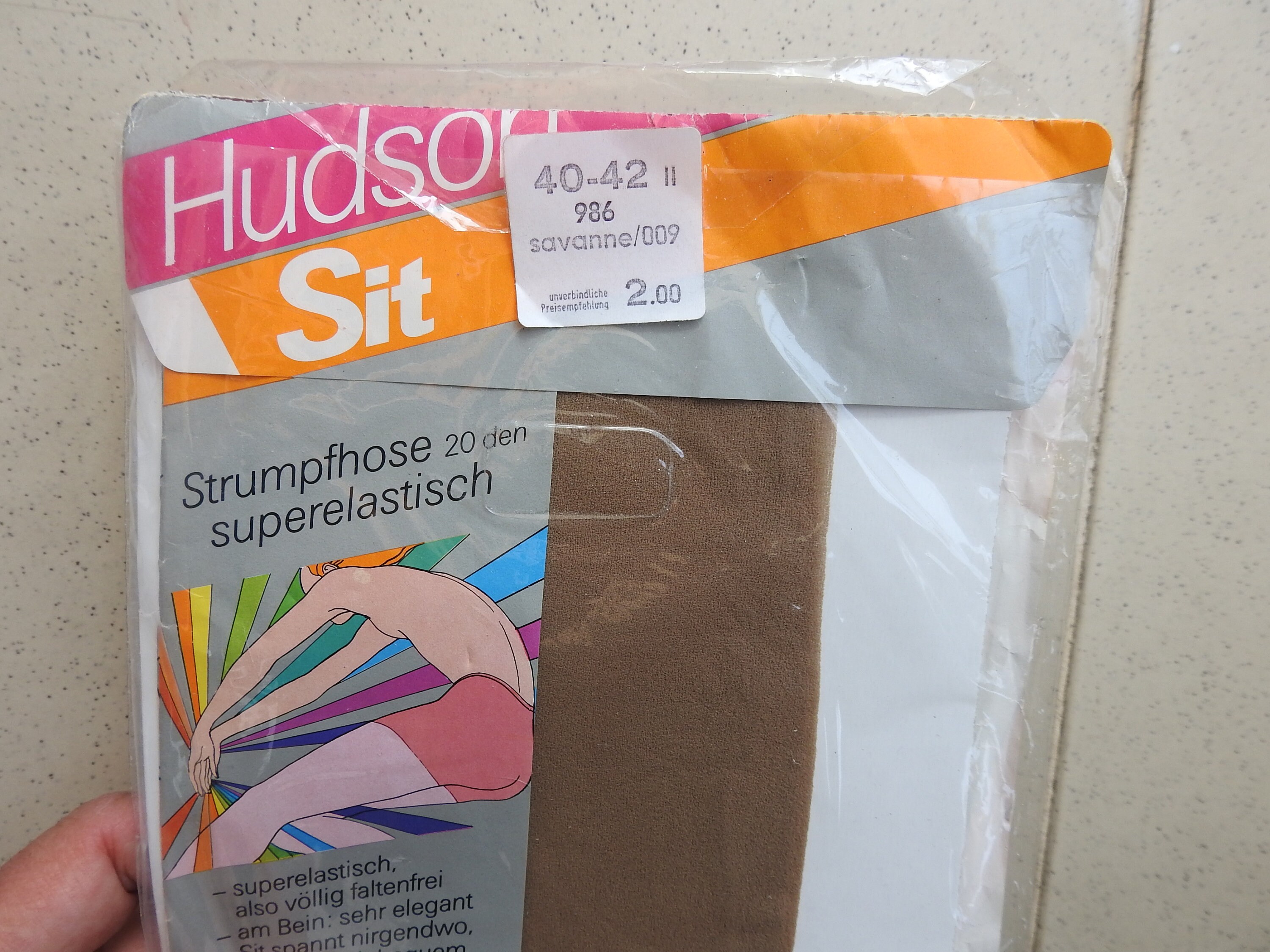 Vintage 80s Nylon Pantyhose Lingerie Hudson West Germany NEW Beige Size ...