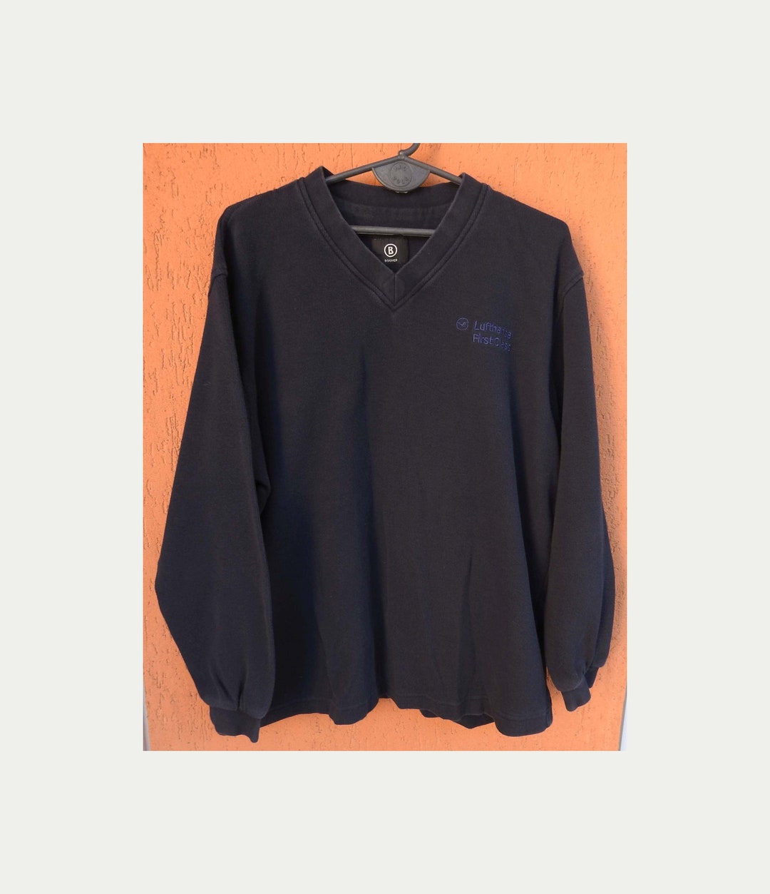Vintage Bogner Lufthansa Sweatshirt Men Navy Blue First Class V-neck ...