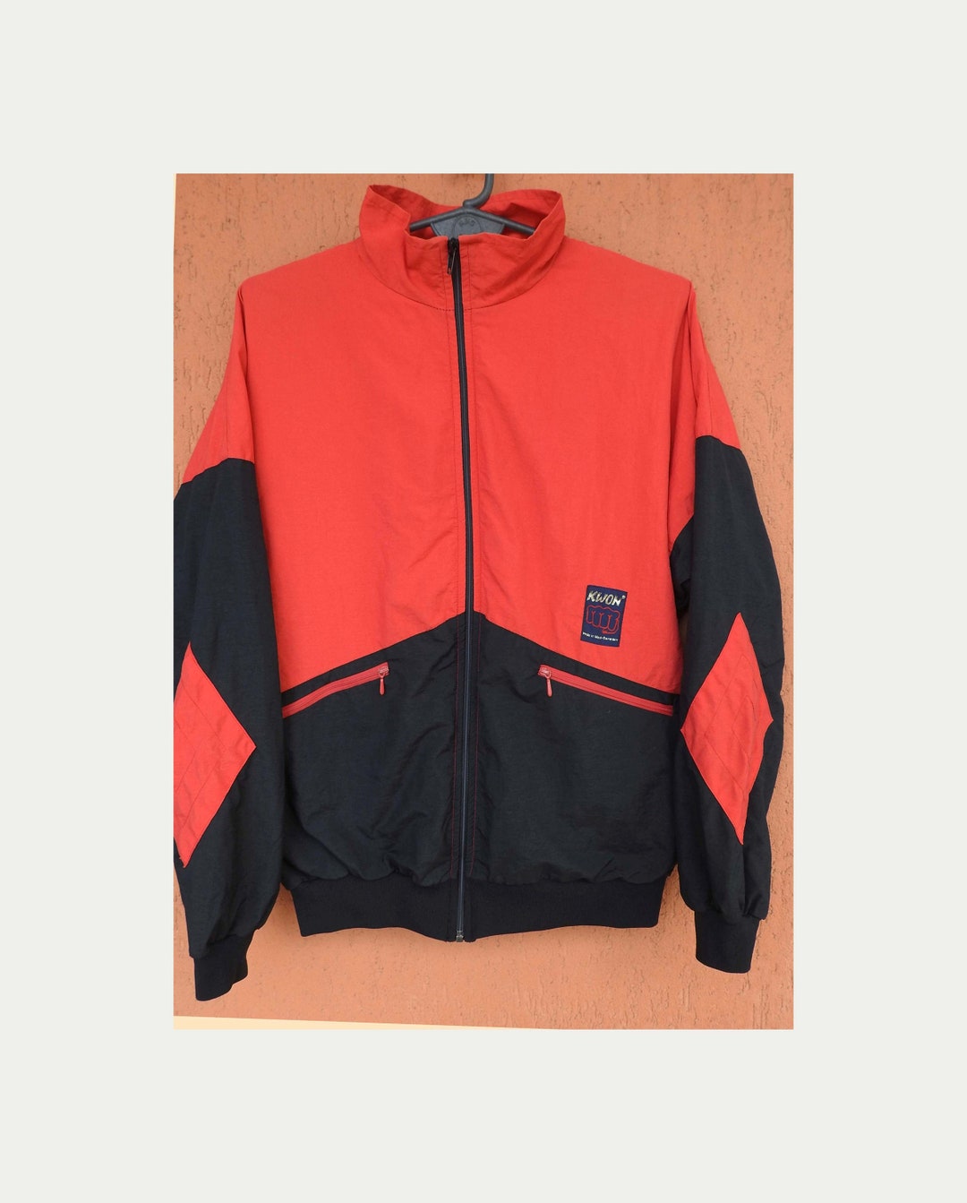 Vintage 80s KWON Windbreaker Nylon Track Jacket West Germany Taekwondo ...