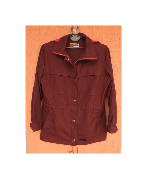 CARAVAN Vintage Ladies Jacket Scandinavia Parka Burgu… - Gem