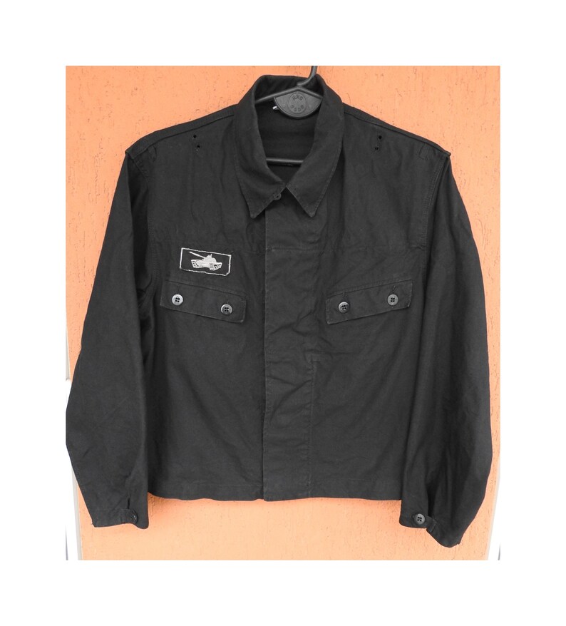 Vintage DDR Army Officer Tanker Jacket Black Military Tokarev Holster ...