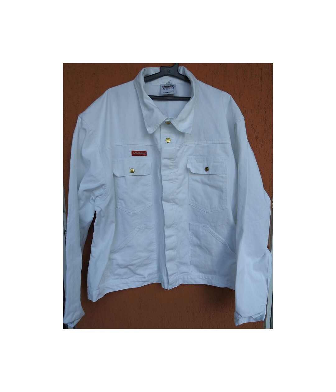 Vintage Oversized White Work Jacket Kansas Workwear Trucker Denim 2XL ...