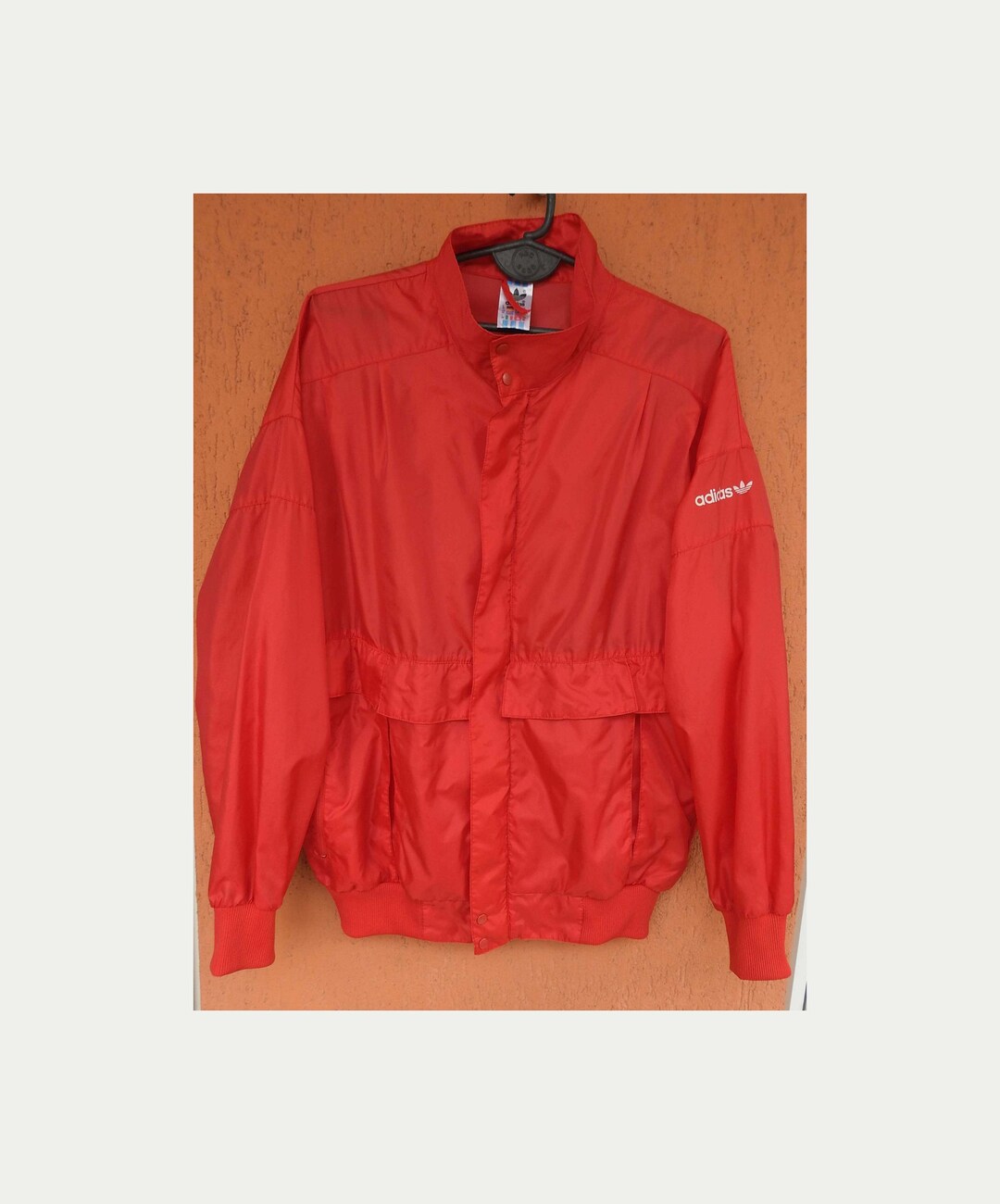 1980s Vintage ADIDAS Training Rain Jacket Nylon Windbreaker Size L ...