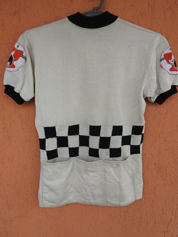 Vintage 1950s 60s Checkered Cycling Jersey Chest Pock… - Gem