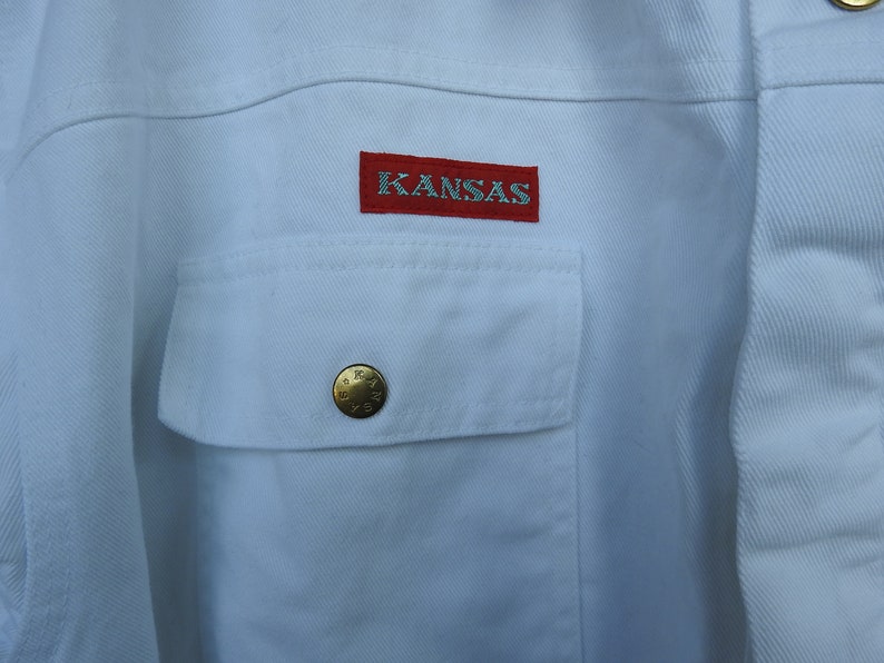 Vintage Oversized White Work Jacket Kansas Workwear Trucker Denim 2XL ...