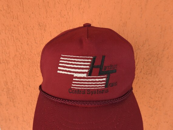 Vintage Harrison Trane Rope Hat - Maroon Snapback Cap… - Gem