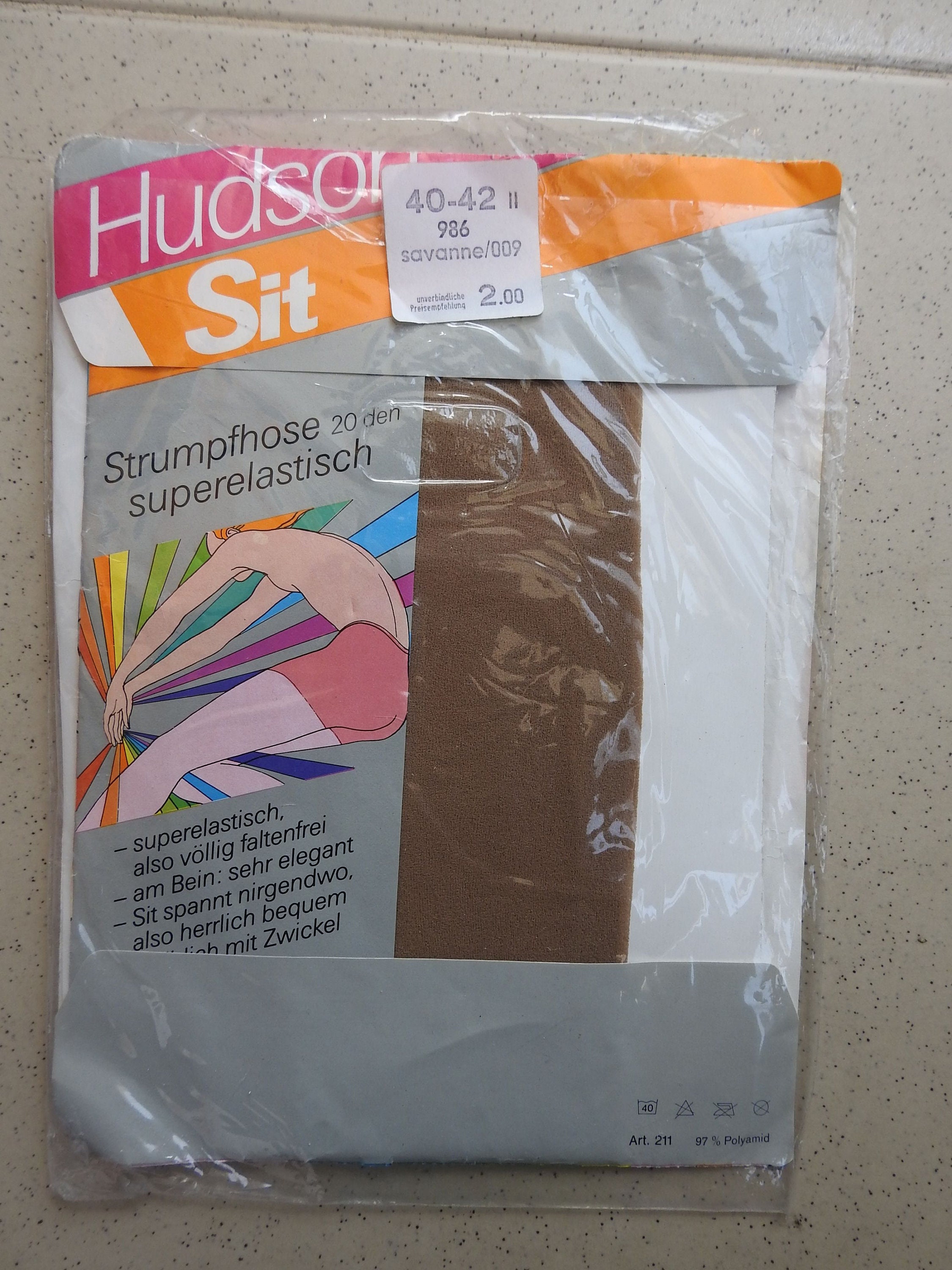 Vintage 80s Nylon Pantyhose Lingerie Hudson West Germany NEW Beige Size ...