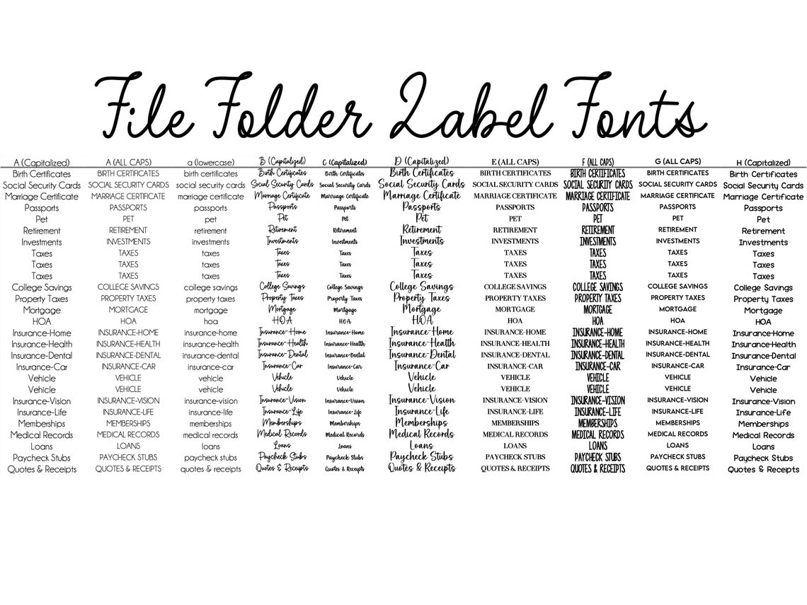 Precut File Cabinet Labels: Home Filing System, Cardstock or Sticker - Etsy