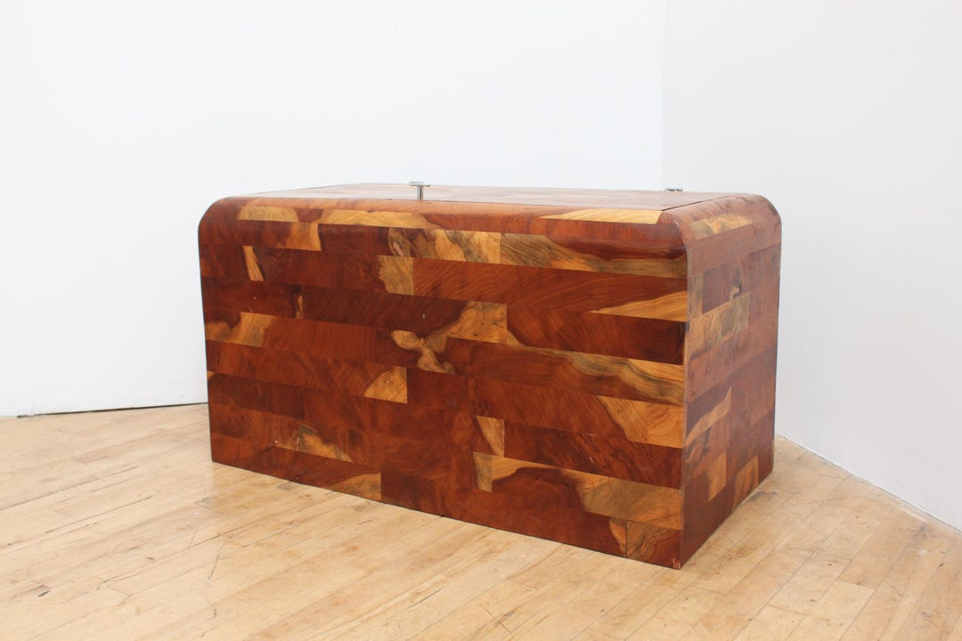 Milo Baughman Style Storage Chest Waterfall Trunk Furniture Coffee ...