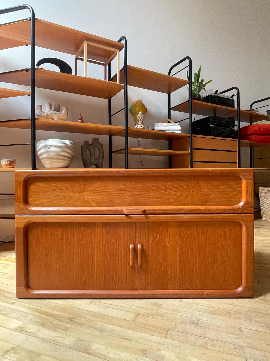Danish Modern Teak Stereo Cabinet, Tambour Doors, Flip Top, Vantinge ...