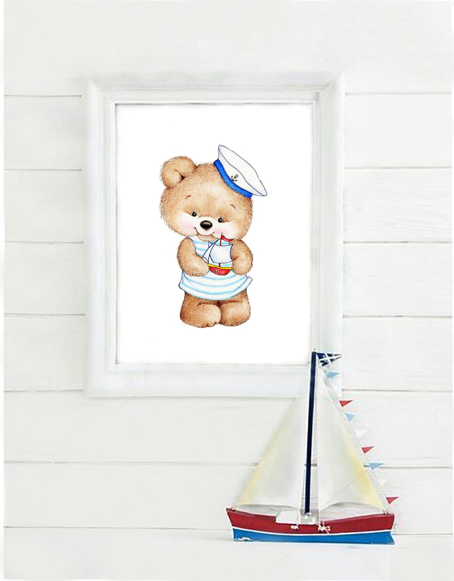 Teddy Bear Sailor, Nautical Nursery, Nursery Prints, Nautical Style ...