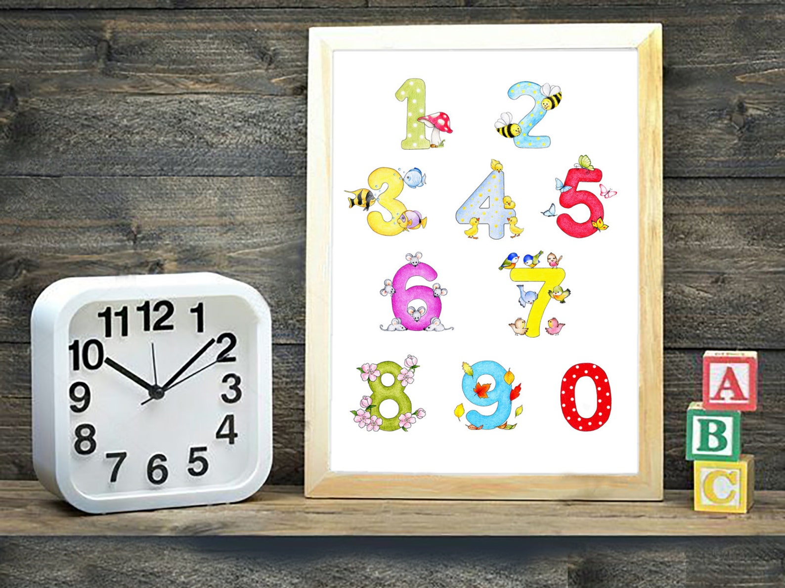 Numbers Print, Nursery Decor, Nursery Art, Numbers Nursery, Kids Wall ...