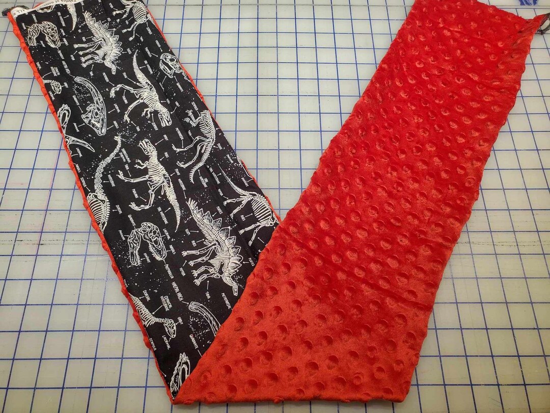 Weighted Neck Wrap, GITD Dino Print With Red Minky, 32x7 Inches, 3 to 6 ...