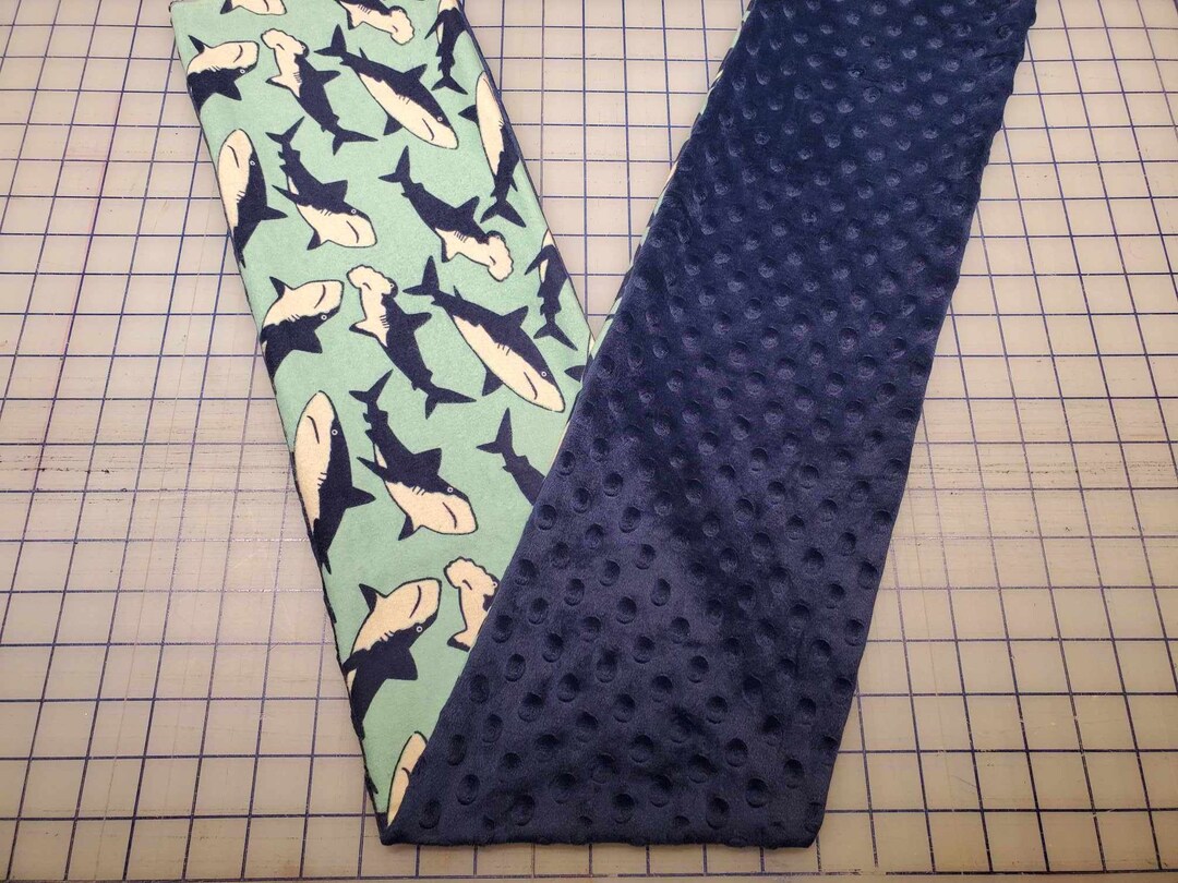 Weighted Neck Wrap, Aqua Sharks With Navy Minky, 32x7 Inches, 3 to 6 ...