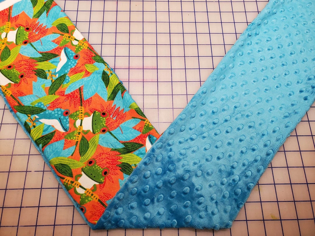 Weighted Neck Wrap, Frog Print With Blue Minky, 32x7 Inches, 3 to 6 ...