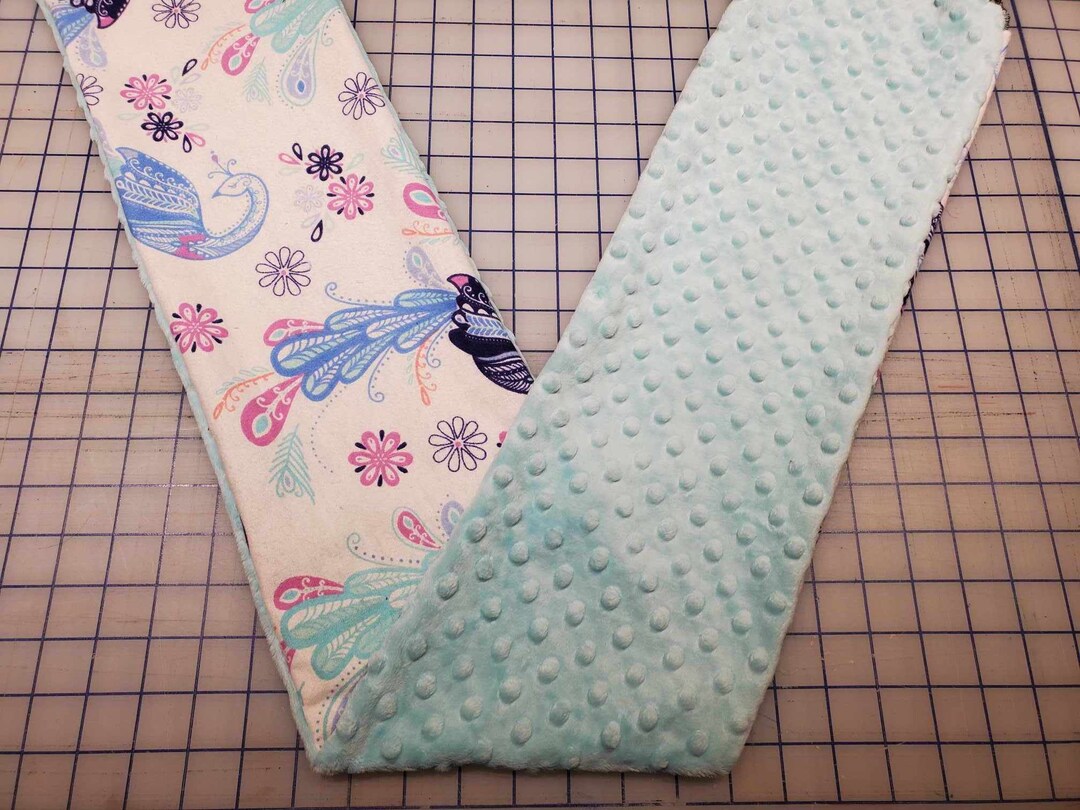 Weighted Neck Wrap, Peacock With Mint Minky, 32x7 Inches, 3 to 6 Pounds ...