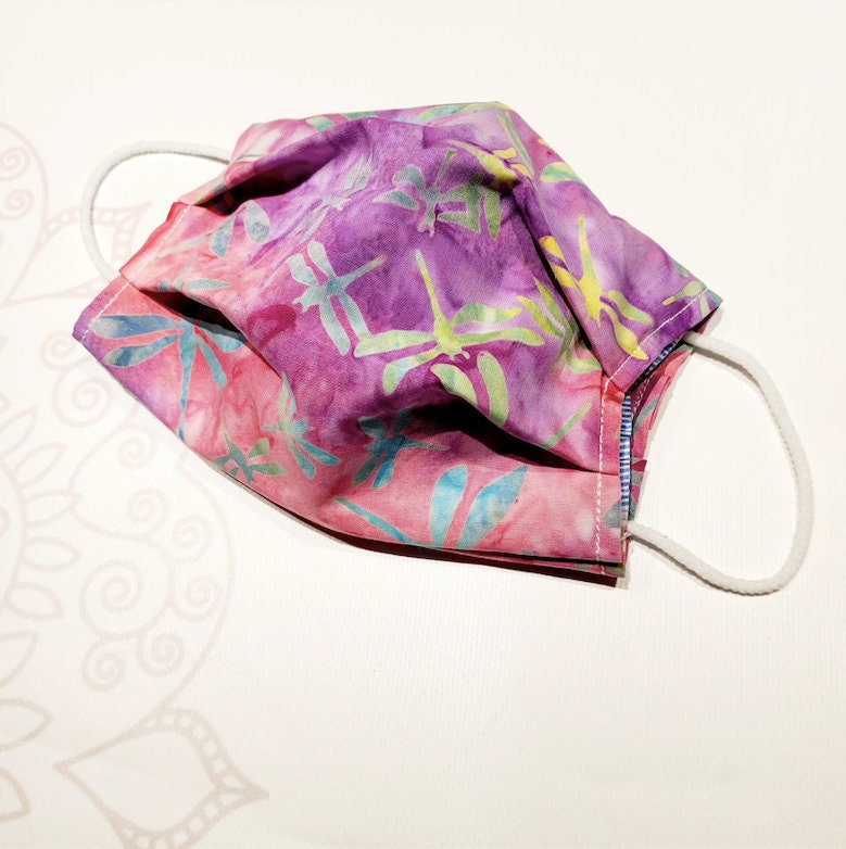 READY to SHIP, Face Mask COVER, For Ear Looped Masks, Pink Dragonfly ...