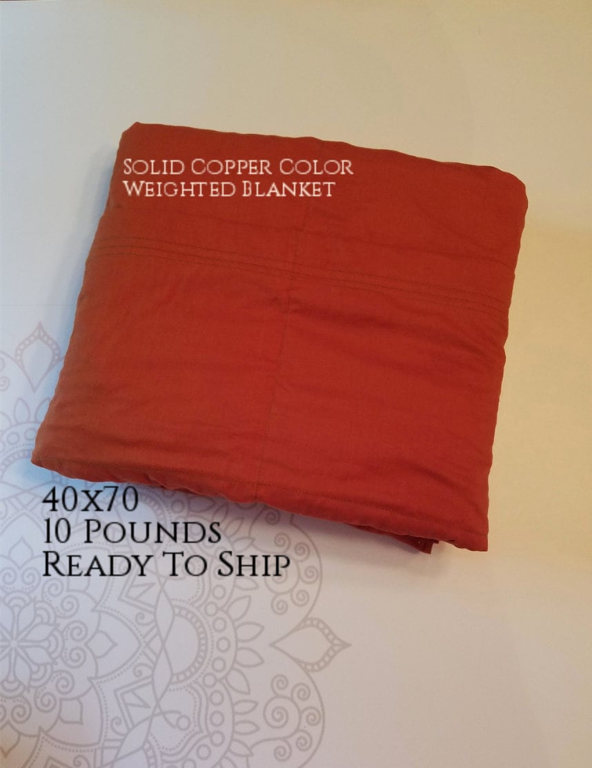 READY to SHIP, Weighted Blanket, 40x70-10 Pounds, Copper Cotton Front ...