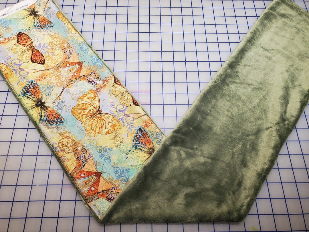 Weighted Neck Wrap, Butterfly Print With Green Minky, 32x7 Inches, 3 to ...
