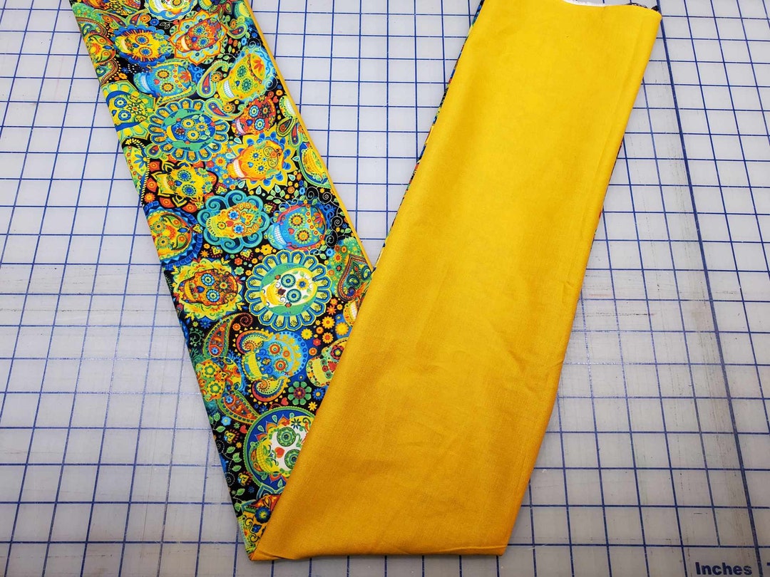 Weighted Neck Wrap, Sugar Skull Print With Mustard Cotton, 32x7 Inches ...