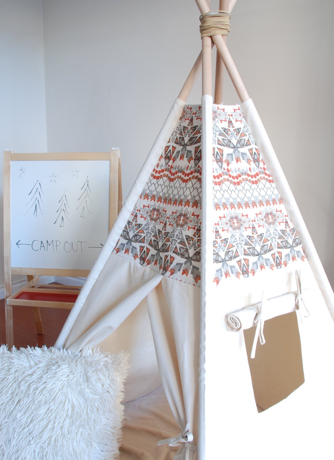 Natural Canvas Teepee Palm Trees Teepee Play Tent Play | Etsy