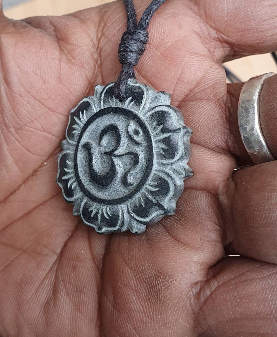Om Pendent Ohm Lotus Necklace Hand-carved From Natural | Etsy