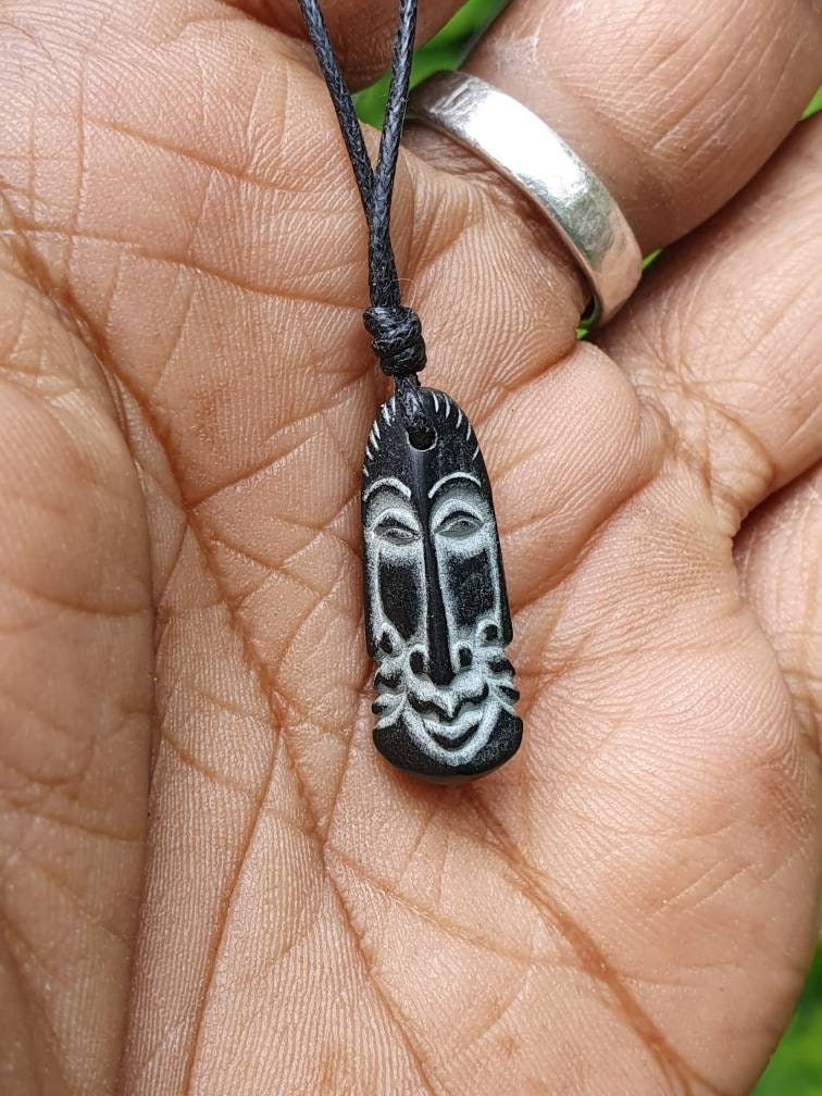 Brahma Head Pendant Dainty Four Face Necklace Hand Carved | Etsy
