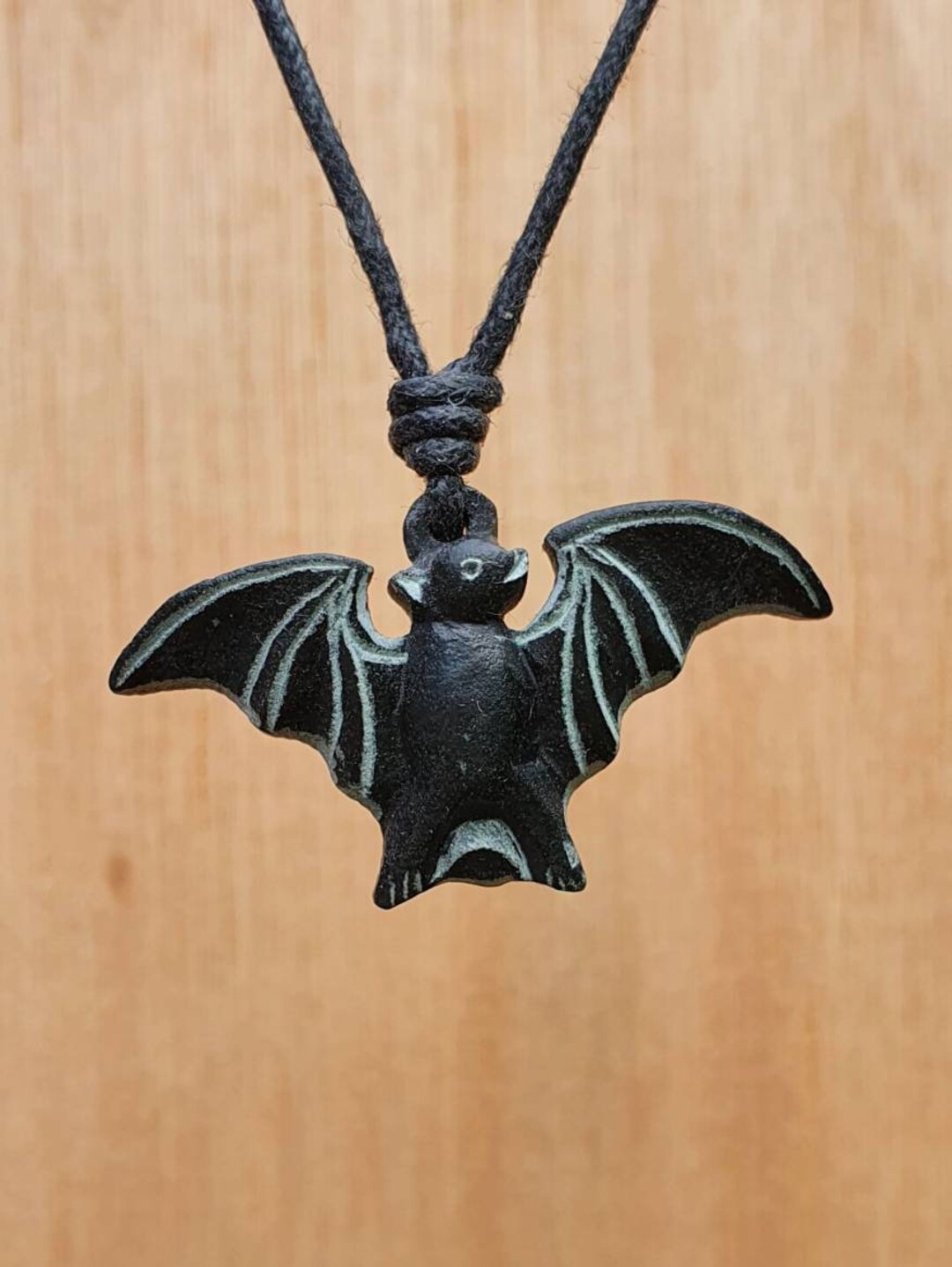Bat Pendant | Hand Carved Natural Stone Bat Charm Necklace | Unisex ...