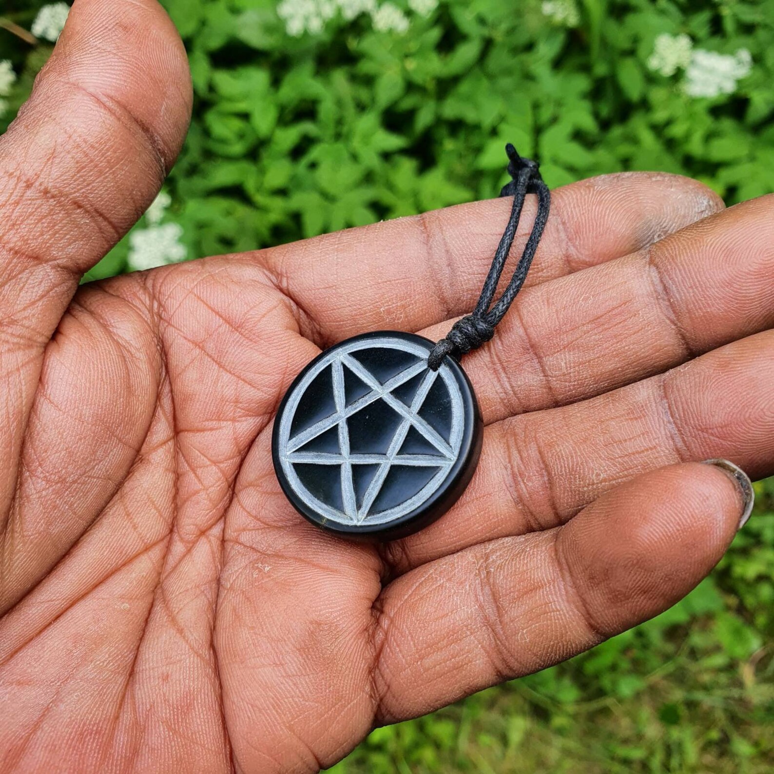 Pentagram Pendant Hand Carved From Natural Stone Pentangle Etsy