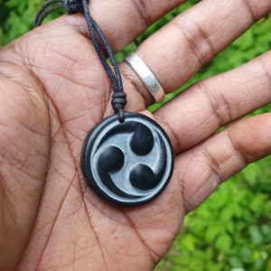 Mitsu Tomoe Magatama Pendant | Celtic Triskalion Necklace Hand-carved ...