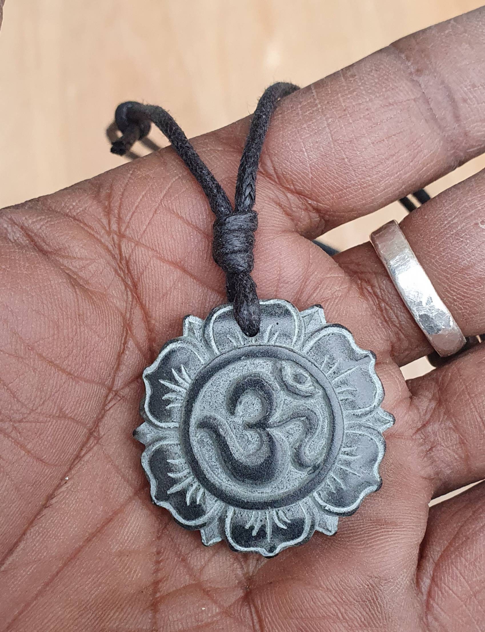 Om Pendent Ohm Lotus Necklace Hand-carved From Natural | Etsy