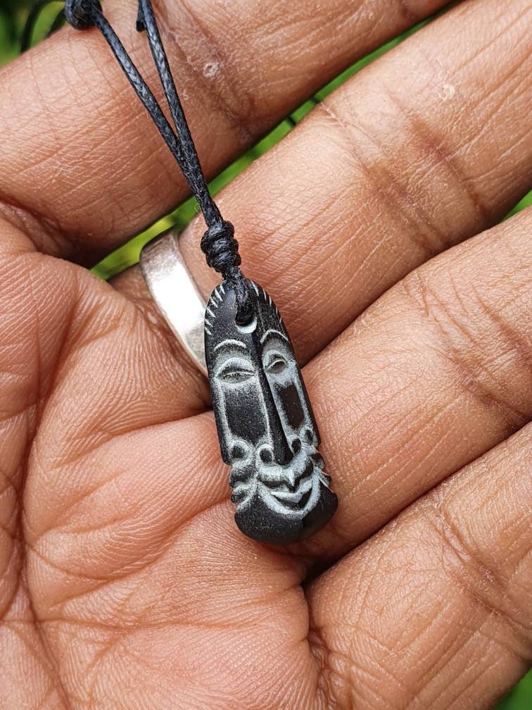 Brahma Head Pendant Dainty Four Face Necklace Hand Carved | Etsy