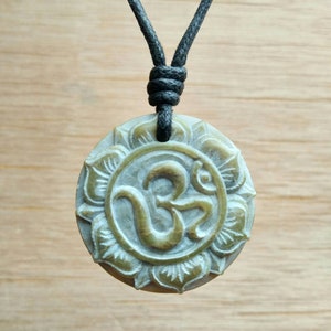 Om Pendent Ohm Lotus Necklace Hand-Carved From Natural | Etsy