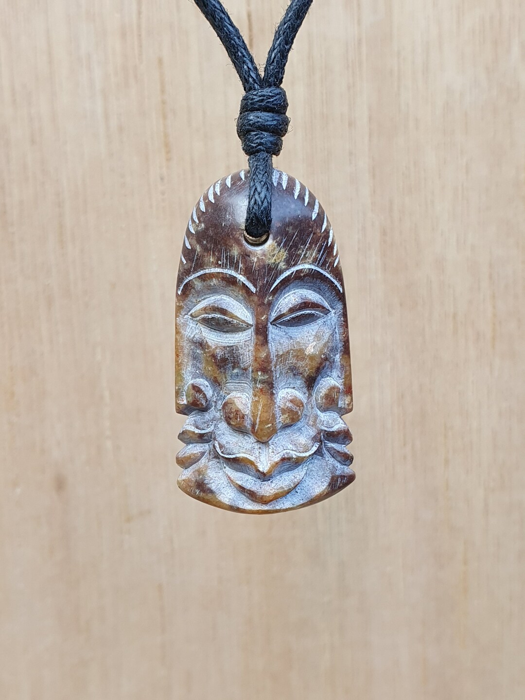 Brahma Head Face Pendant Hand-carved Stone Necklace Charm Talisman ...