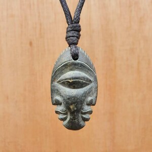 Face Pendant | Double Sided Face Necklace | Hand Carved Stone Spritu ...