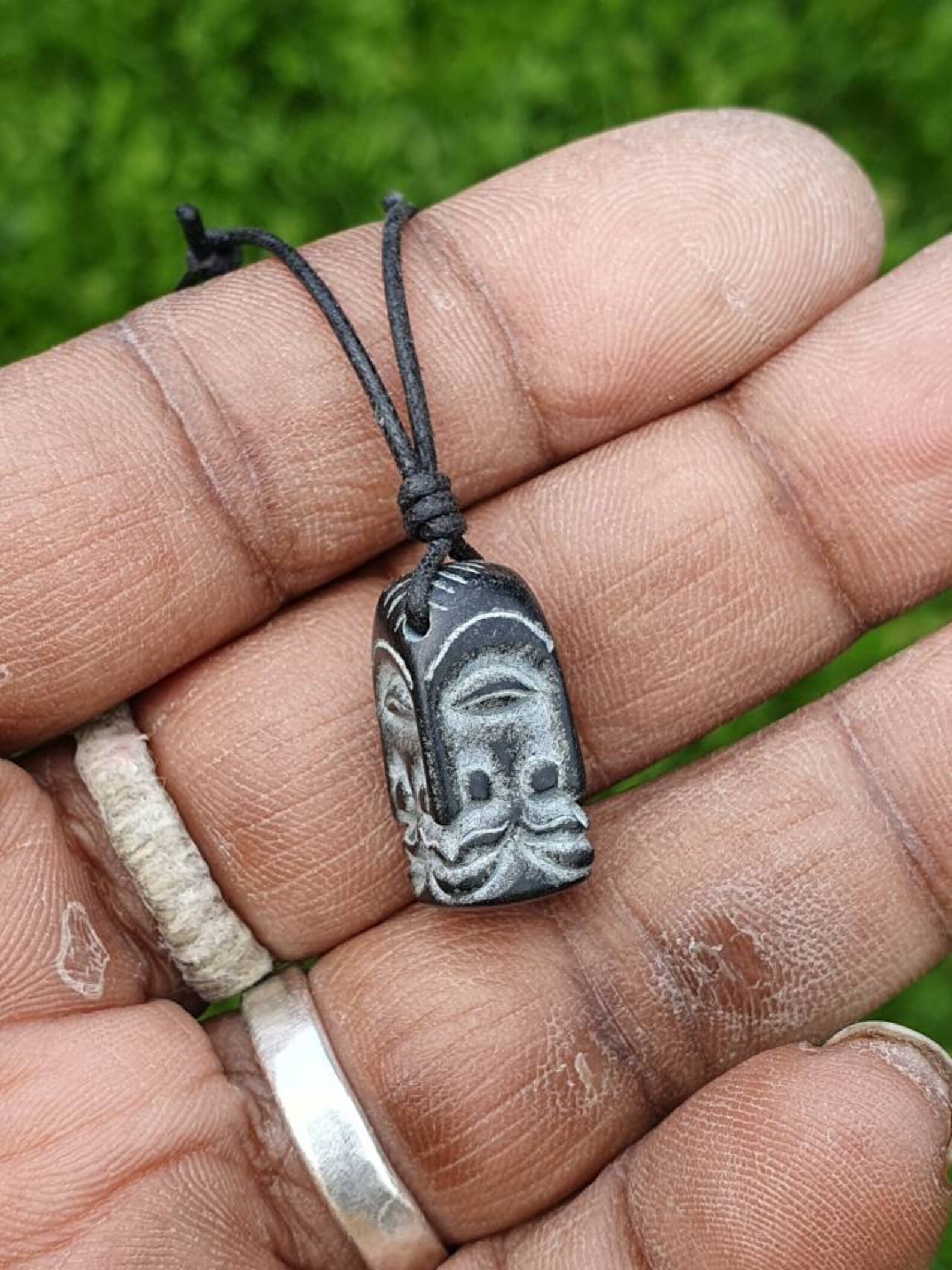 Brahma Head Face Pendant Hand-carved Stone Necklace Charm Talisman ...