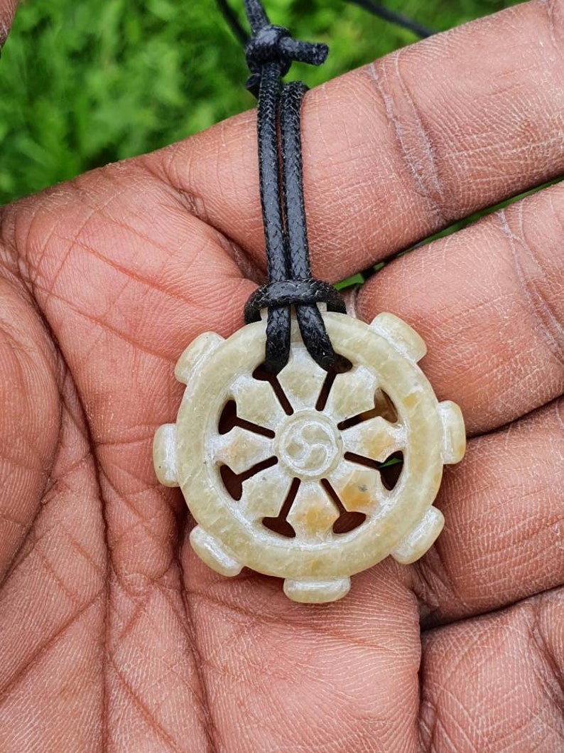 Dharmachakra Pendant Wheel of Dharma Necklace Circle of - Etsy