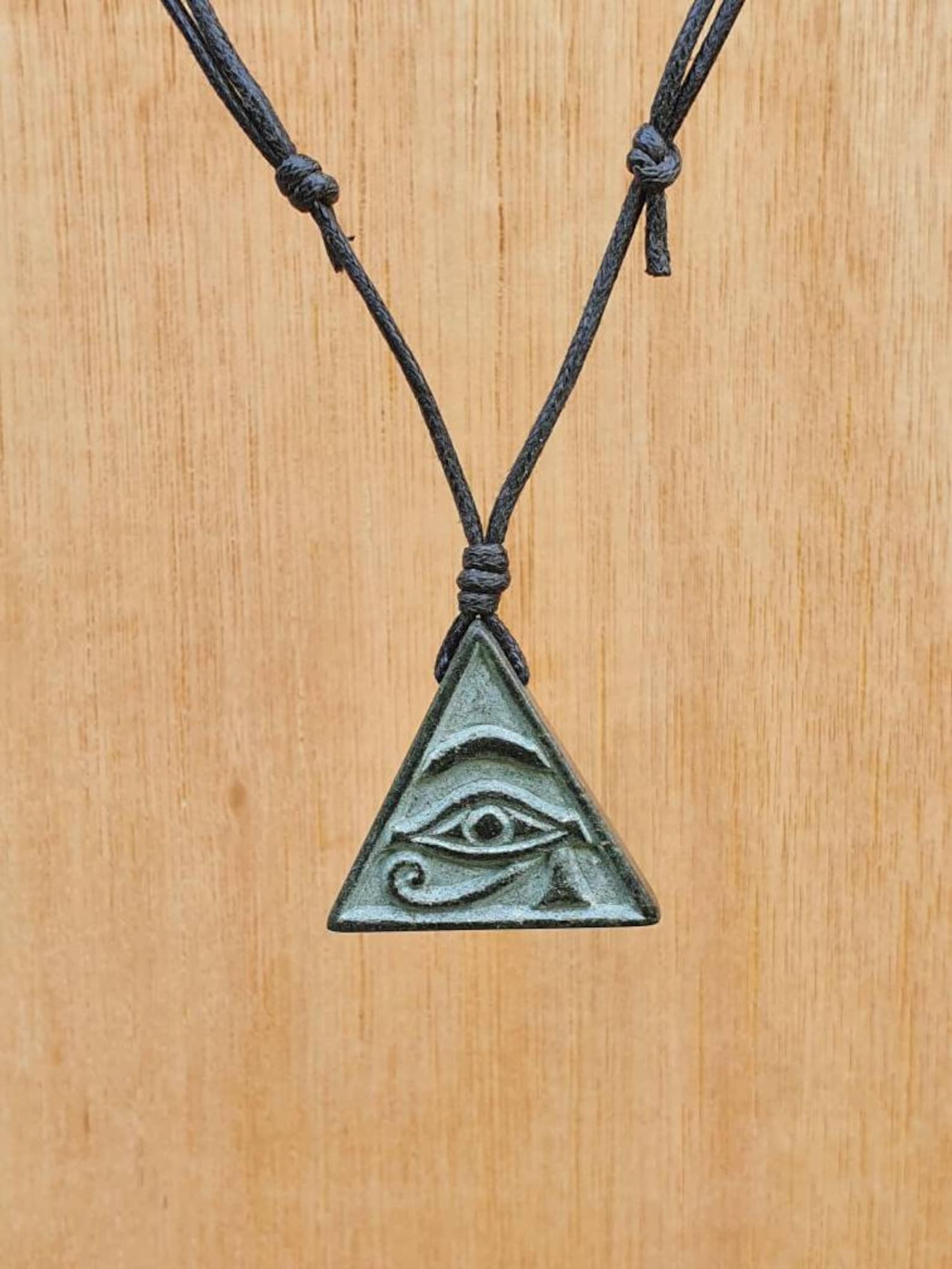 Eye of Horus and Ankh Symbol Double Sided Triangle Necklace Jewelry ...