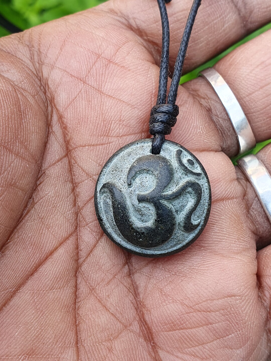 Ohm Aum Om Pendant | Spiral Necklace | Yoga Jewellery | Double Sided ...