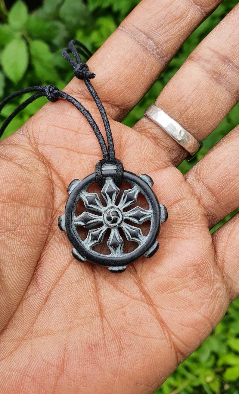 Dharmachakra Pendant Wheel of Dharma Necklace Circle of - Etsy