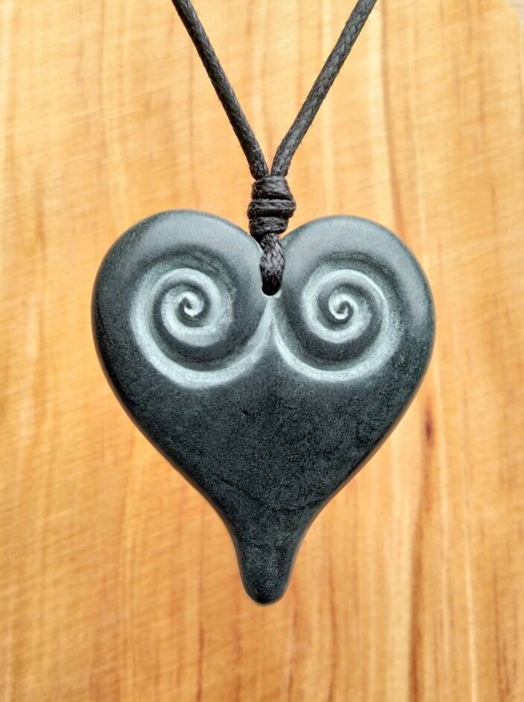 Celtic Spiral Heart Pendant | Viking Heart Necklace | Hand-carved ...