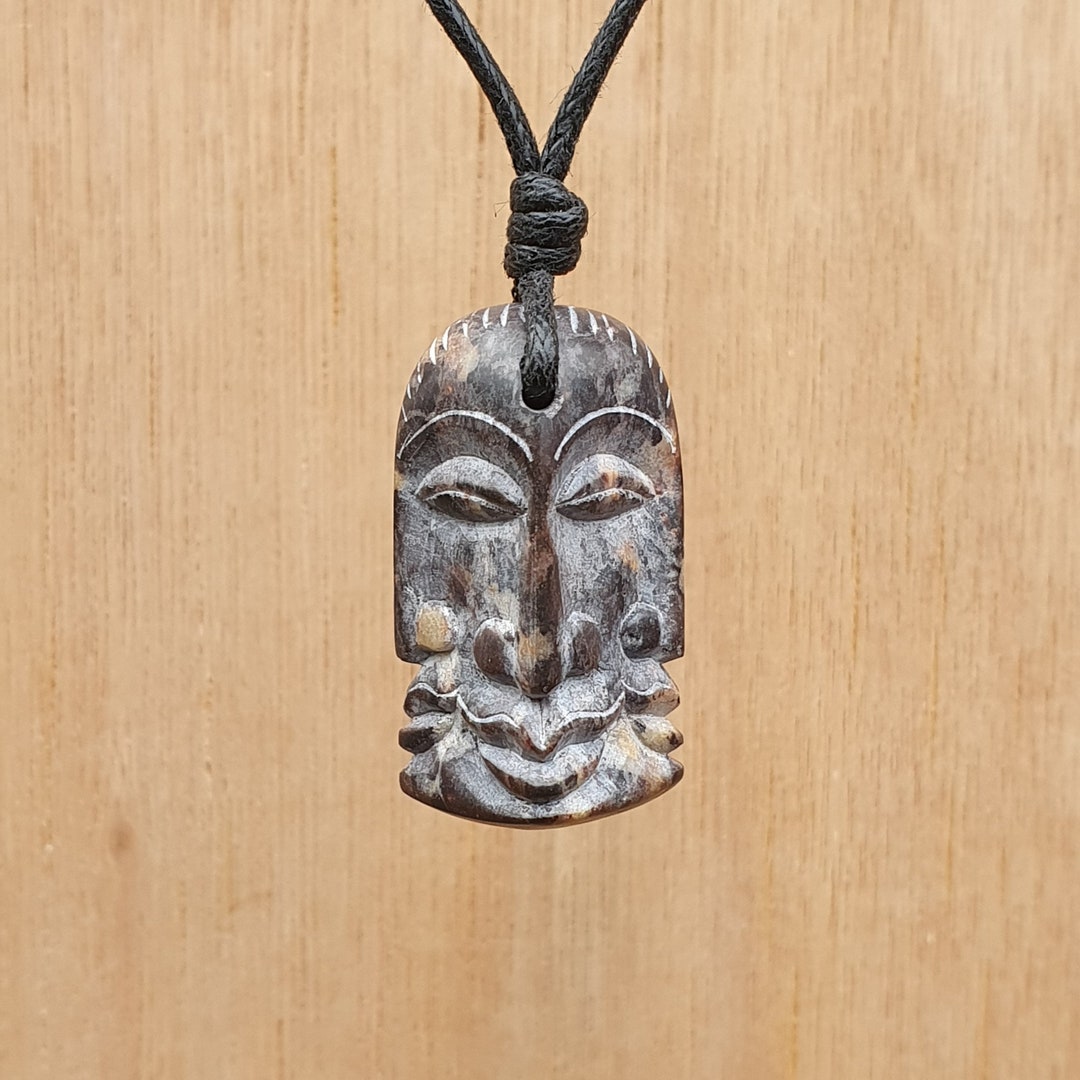 Brahma Head Face Pendant Hand-carved Stone Necklace Charm Talisman ...