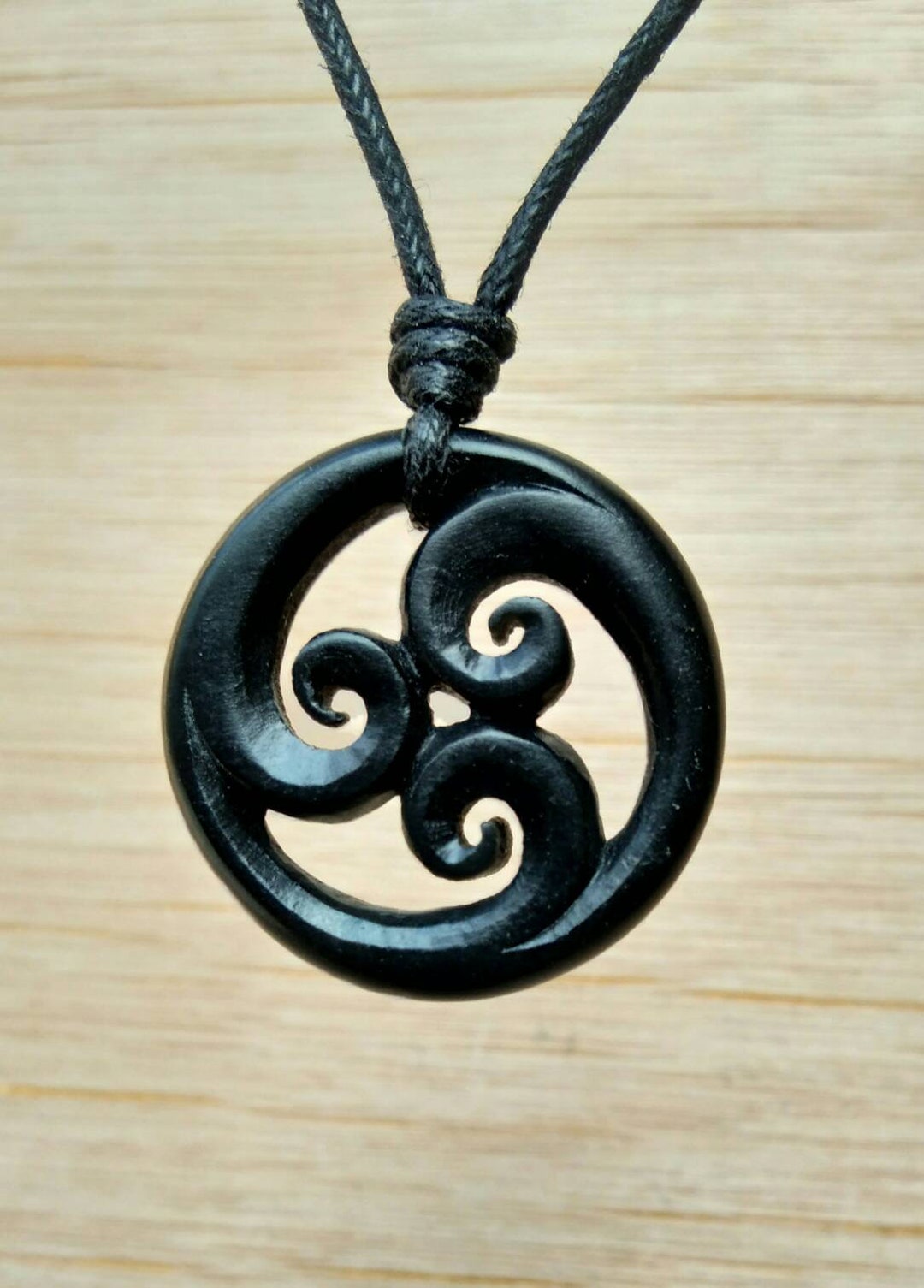 Celtic Triskelion Spiral Pandant | Hand-carved Natural Stone Necklace ...