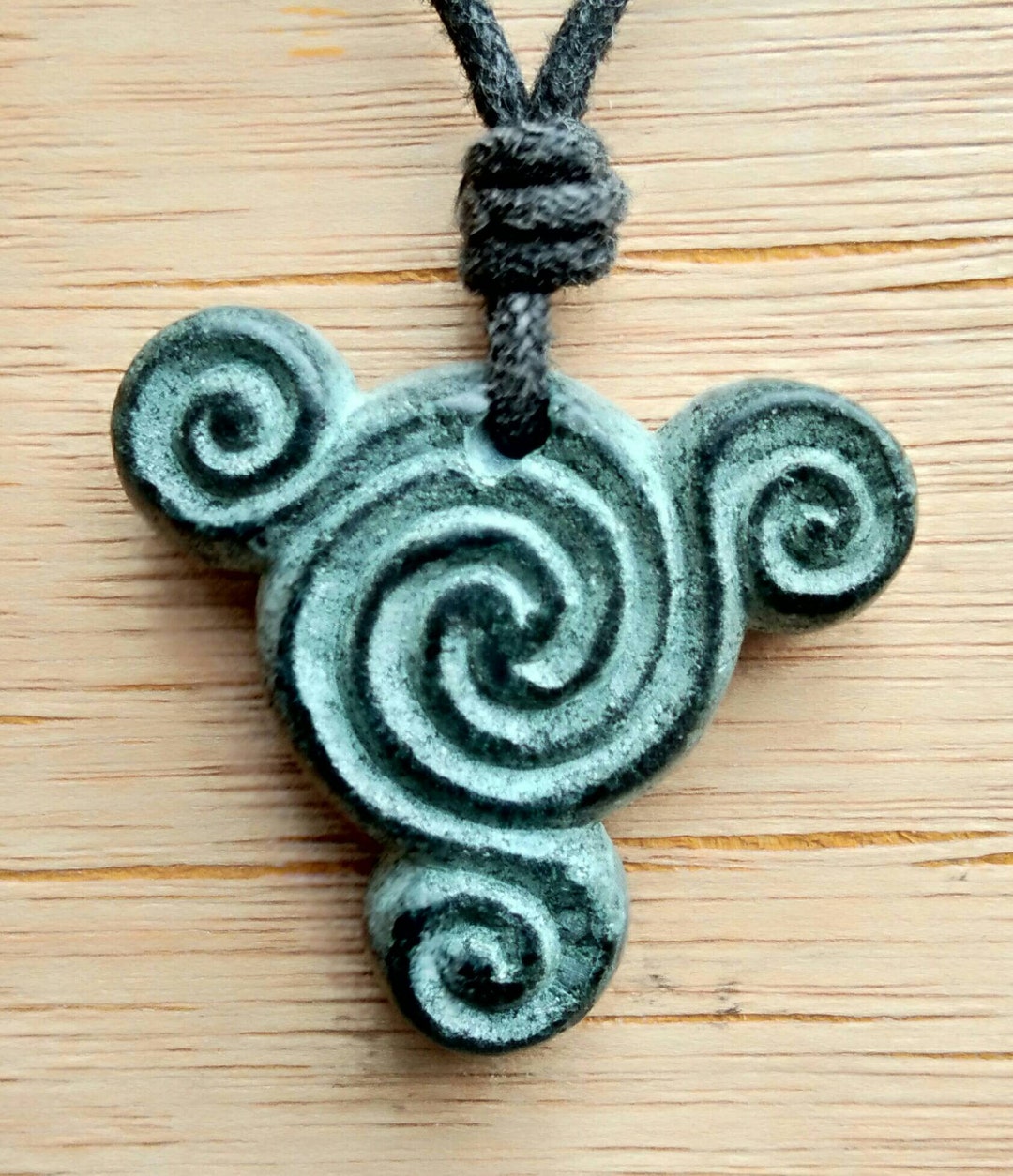 Celtic Triskelion Spiral Pandant | Hand-carved Natural Stone Necklace ...