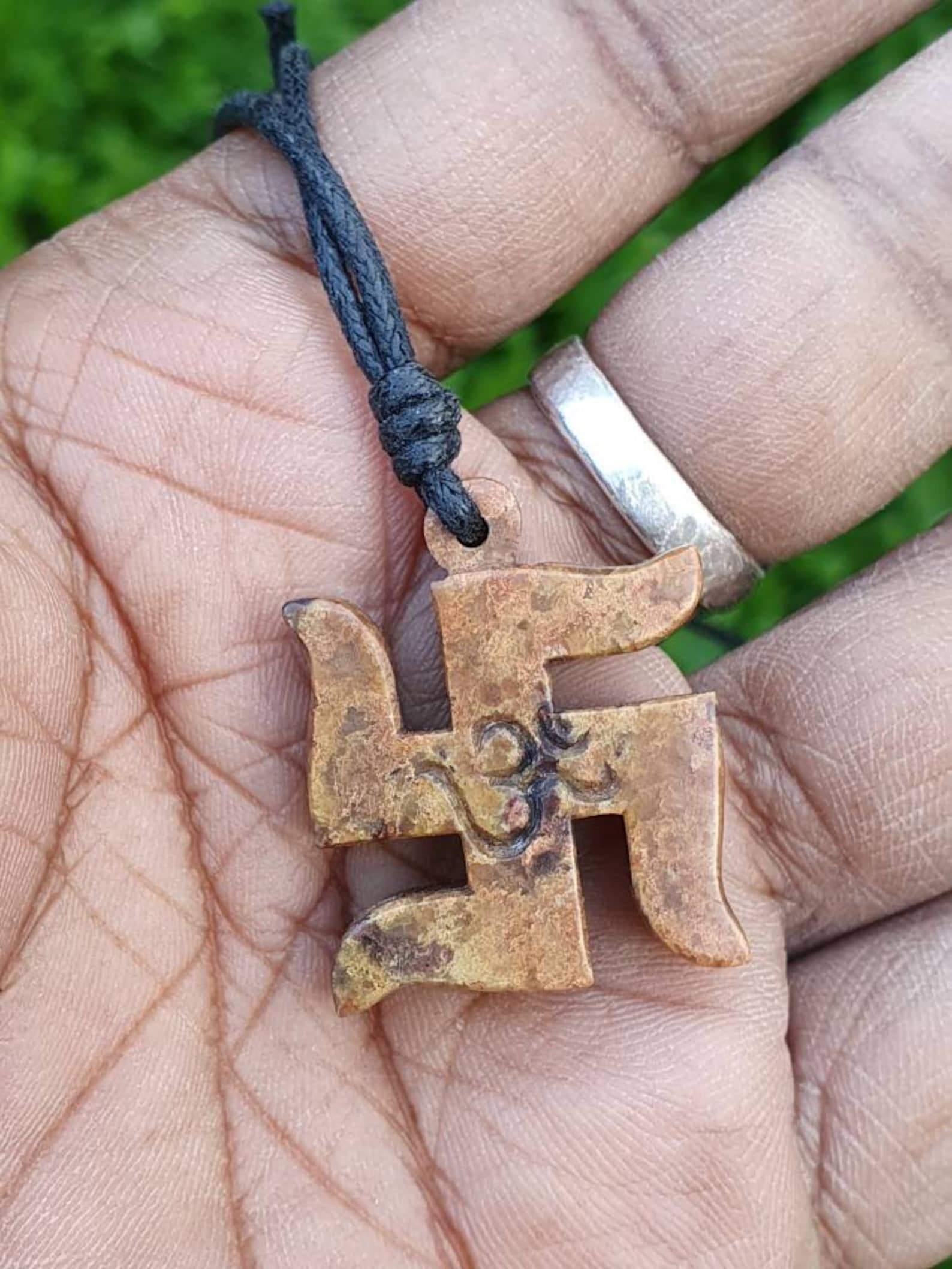 Hindu Swastika Necklace Swastika Aum Om Ohm Necklace Hand - Etsy