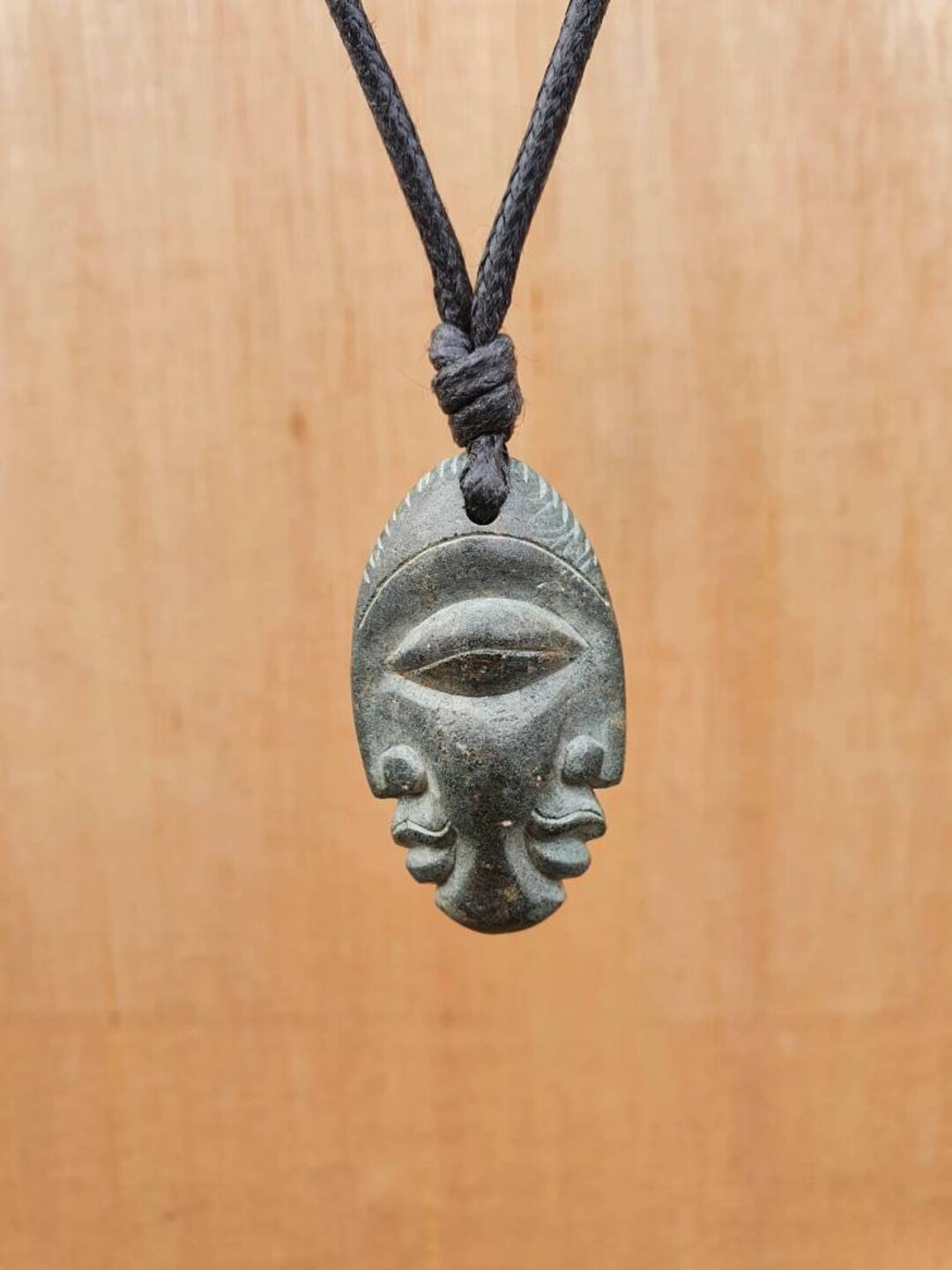 Face Pendant | Double Sided Face Necklace | Hand Carved Stone Spritu ...