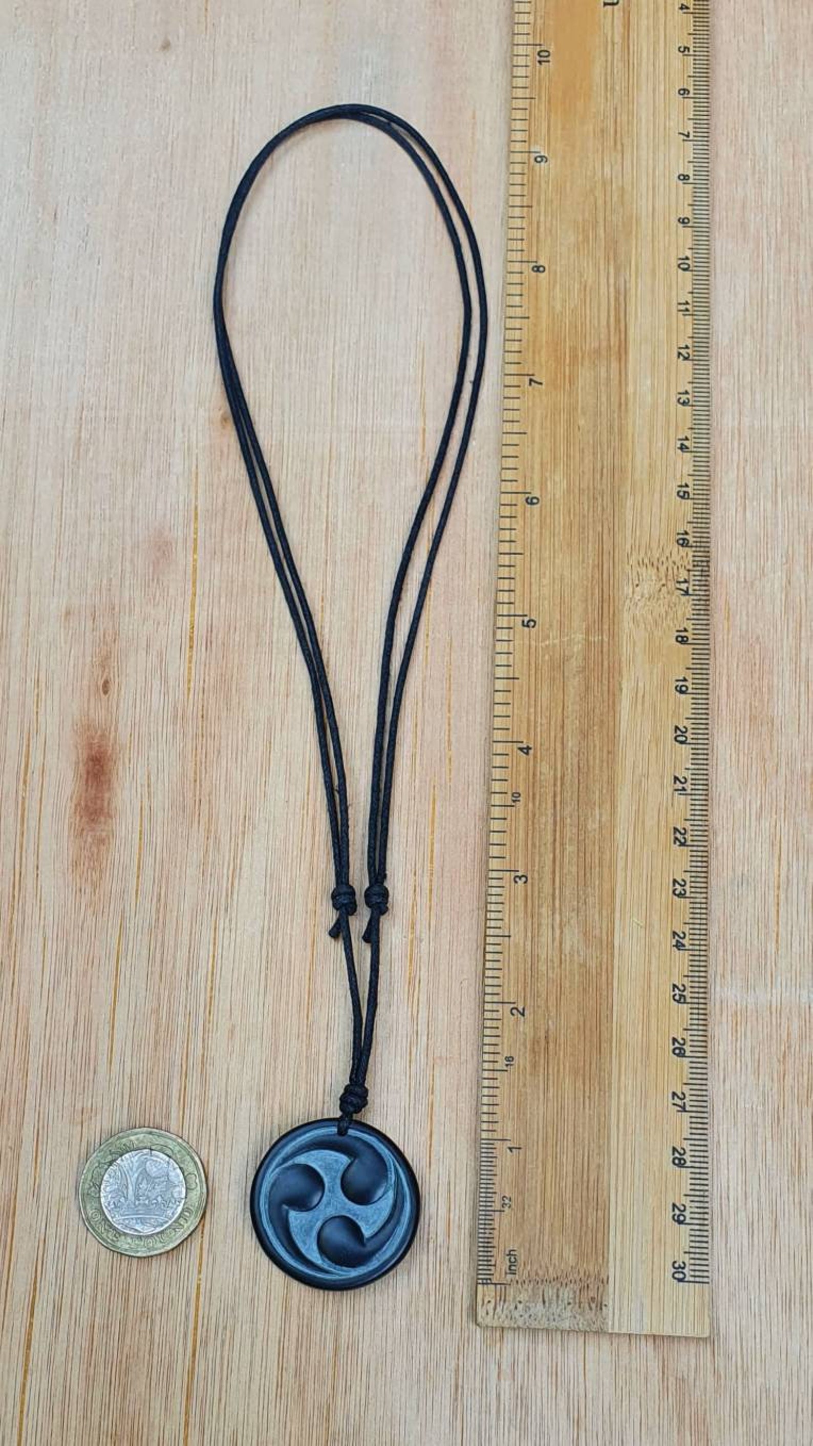 Mitsu Tomoe Magatama Pendant | Celtic Triskalion Necklace Hand-carved ...