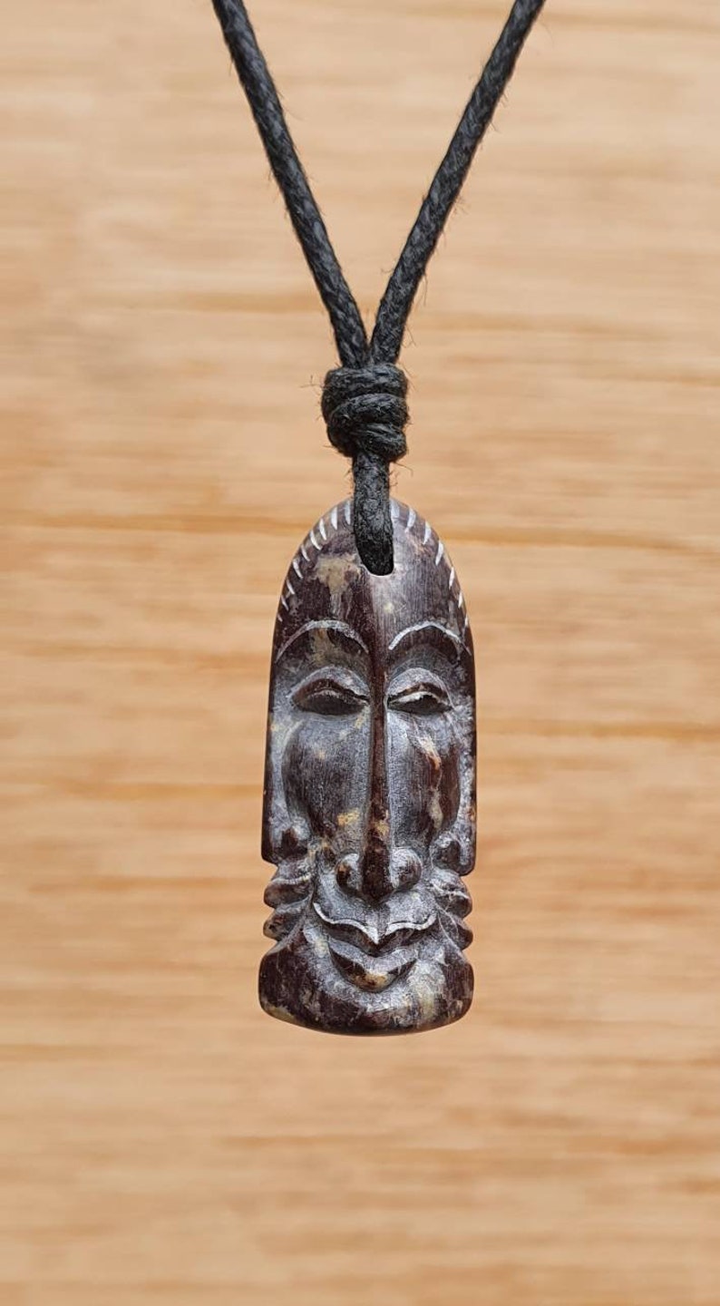 Brahma Head Face Pendant Hand-carved Stone Necklace Charm - Etsy