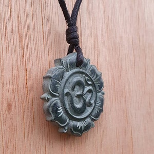 Om Pendant | Ohm Lotus Necklace | Hand Carved Natural Stone Double ...